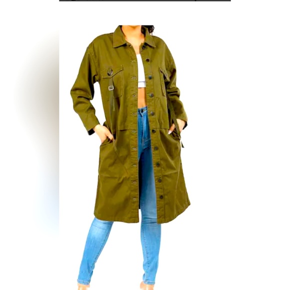 Jackets And Coats Army Green Trench Coat Free Assembly Trench Belted Shacket Nwt Poshmark